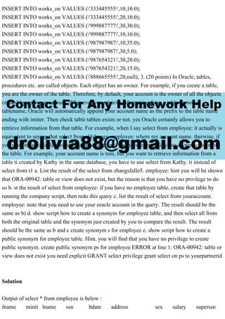 Here is the company database for the problem--commen.pdf