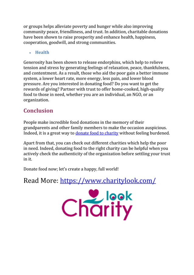Here is why you should donate food to charity | PDF