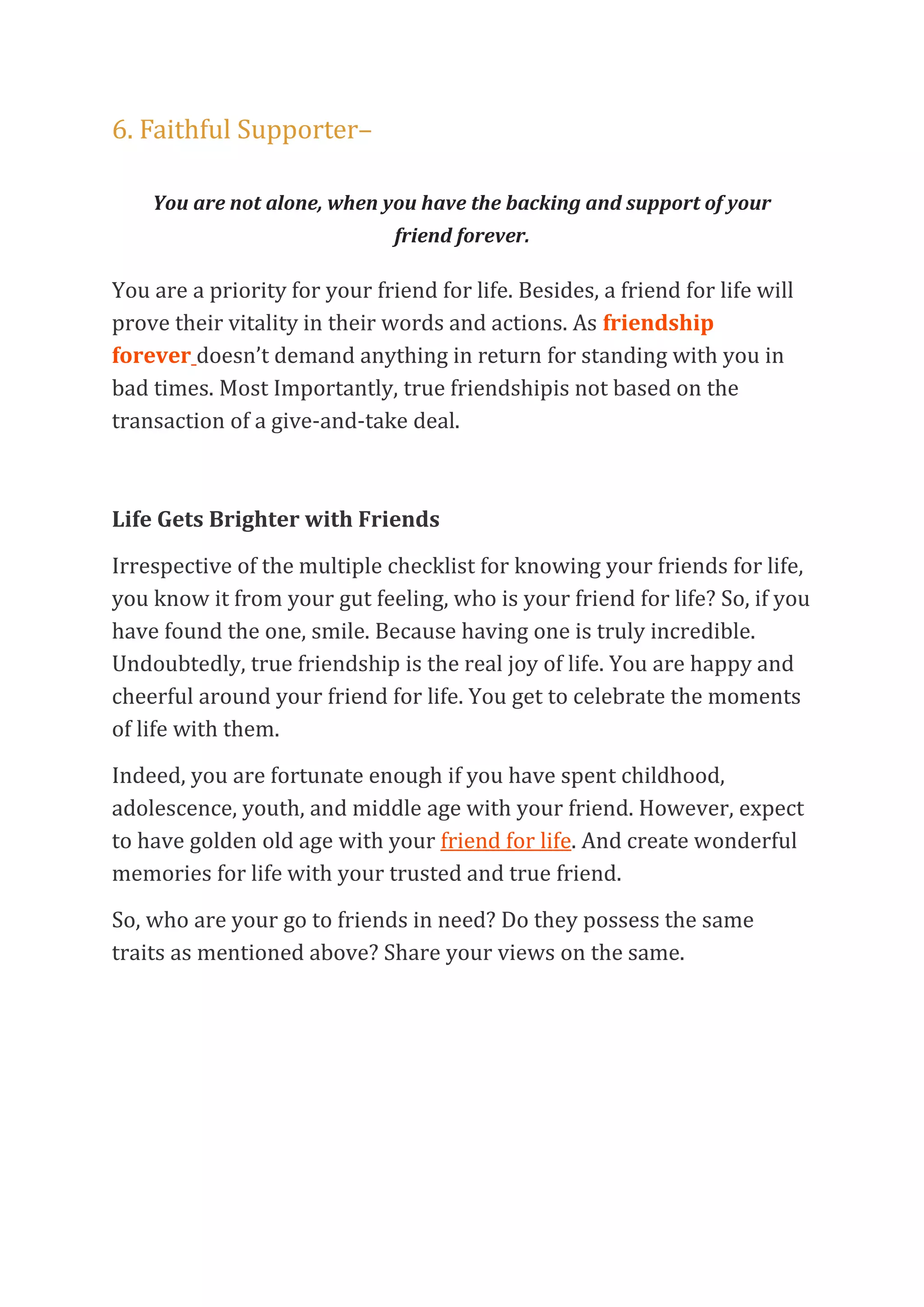 Here’s the Checklist to Know your Friends for Life. | PDF