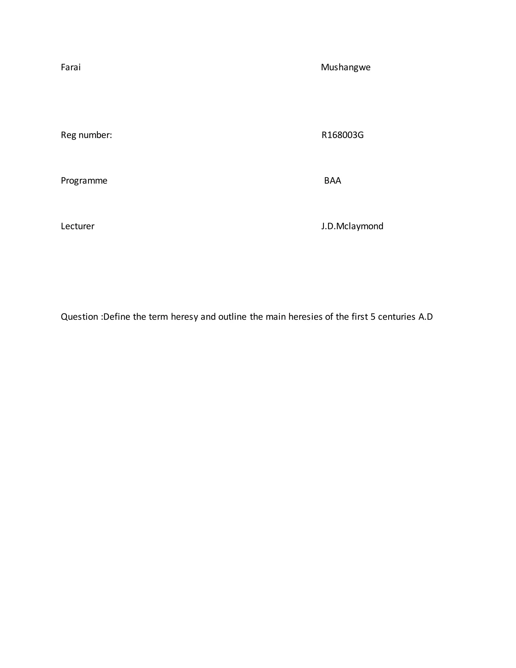 Heresies of the world | DOCX