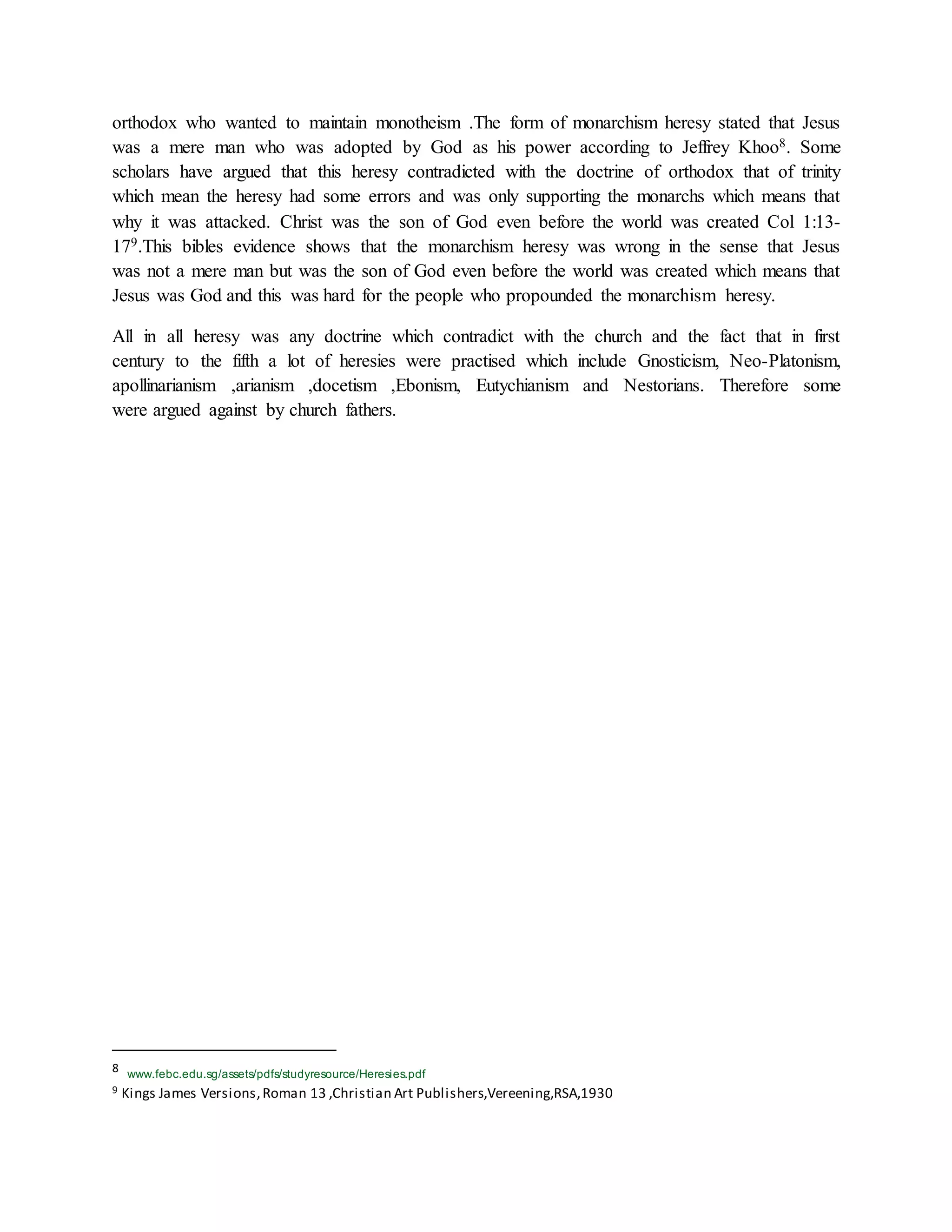 Heresies of the world | DOCX