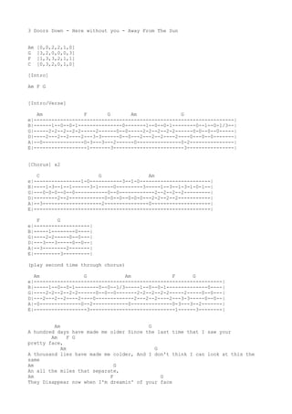 Guitar Chords Here Without You