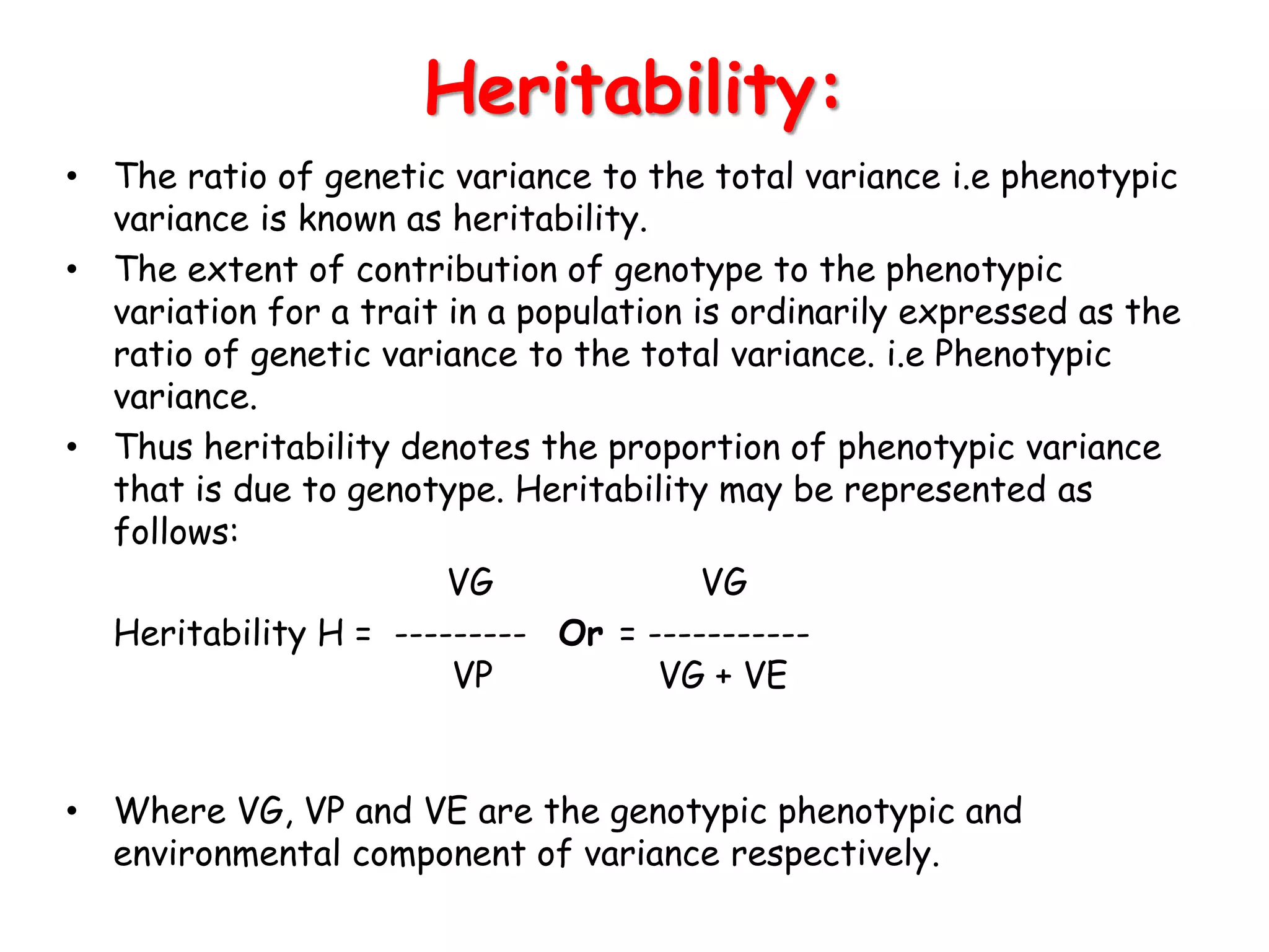 Heritability & components of genetic variance | PPTX
