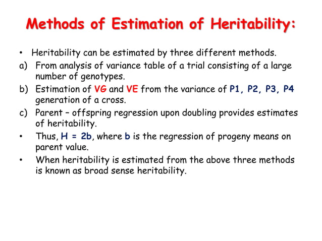 Heritability & components of genetic variance | PPT