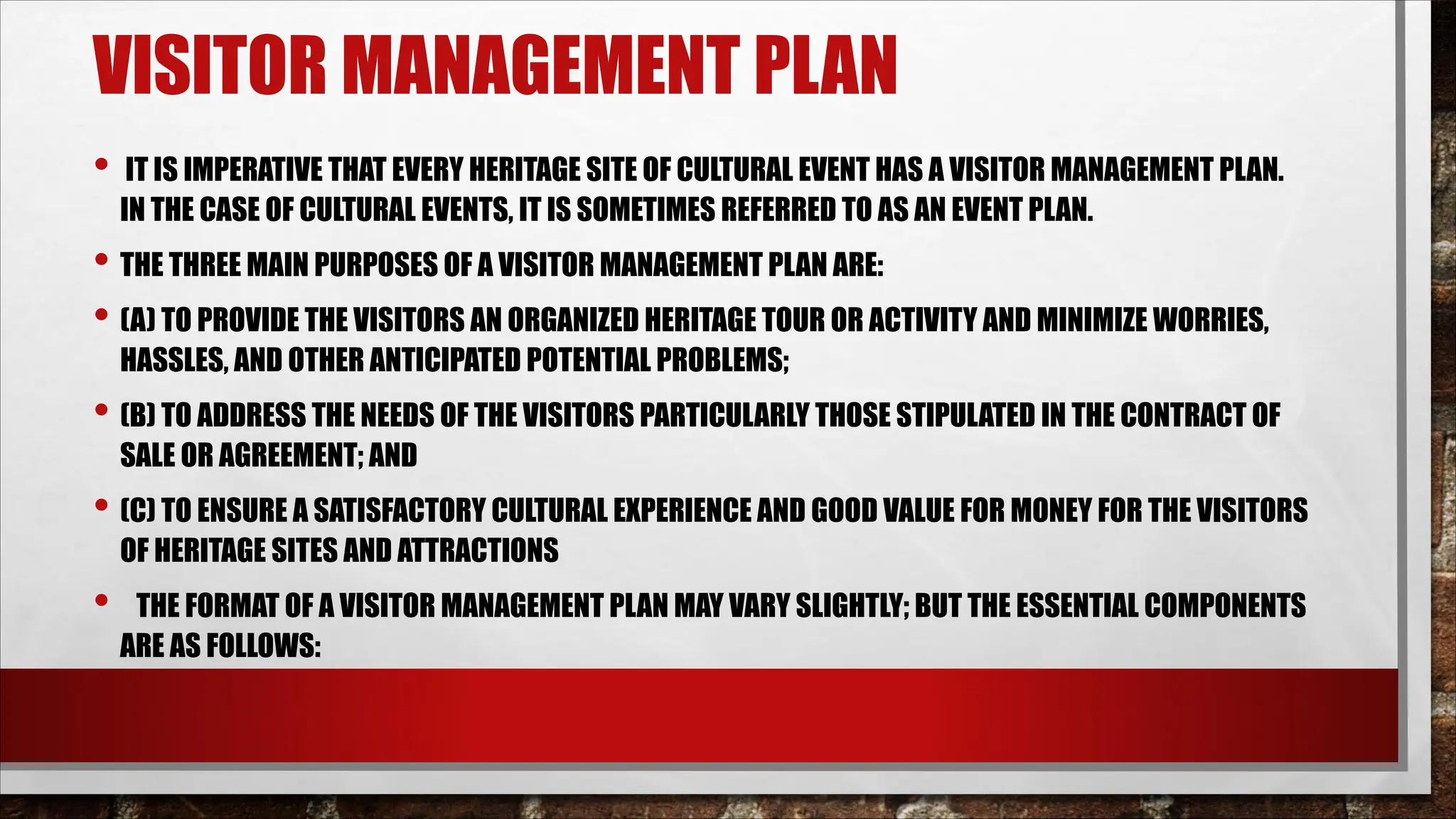 VISITOR MANAGEMENT OF HERITAGE SITES (TOURISM) | PDF