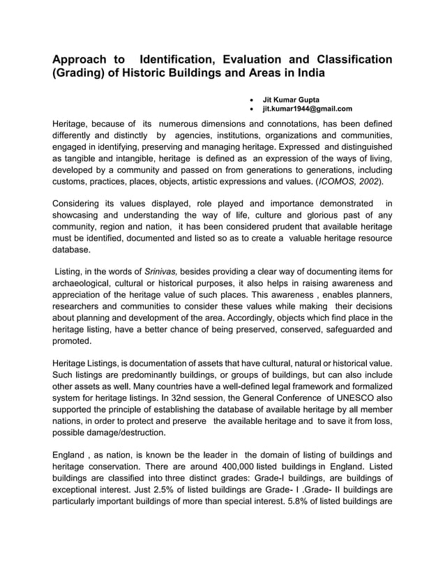 Approach to Identification, Evaluation and Classification (Grading) of ...