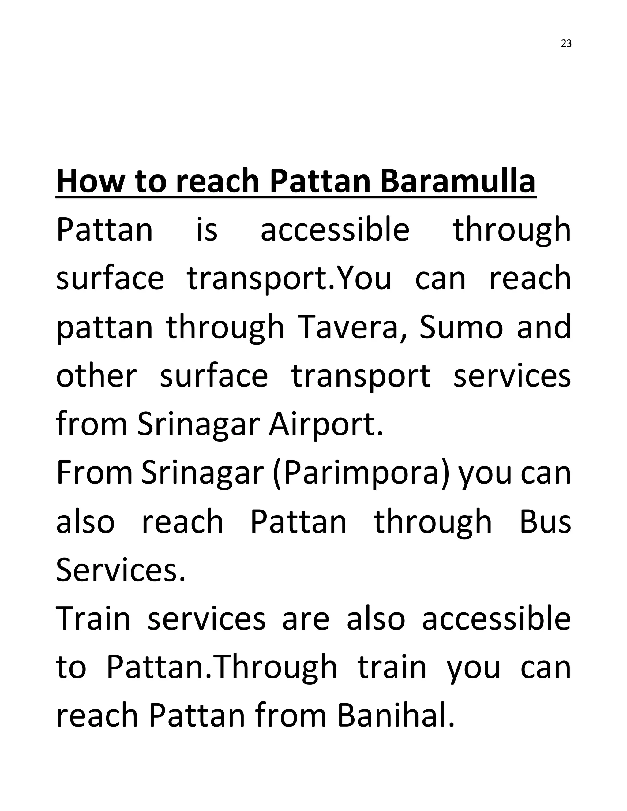 Heritage Sites in Pattan Baramulla | DOCX