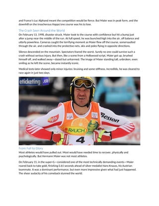 Hermann Maiers Unthinkable Comeback Triumph At The 1998 Nagano Winter