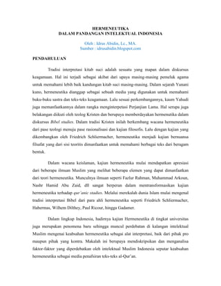 HERMENEUTIKA DALAM PANDANGAN INTELEKTUAL INDONESIA | DOCX