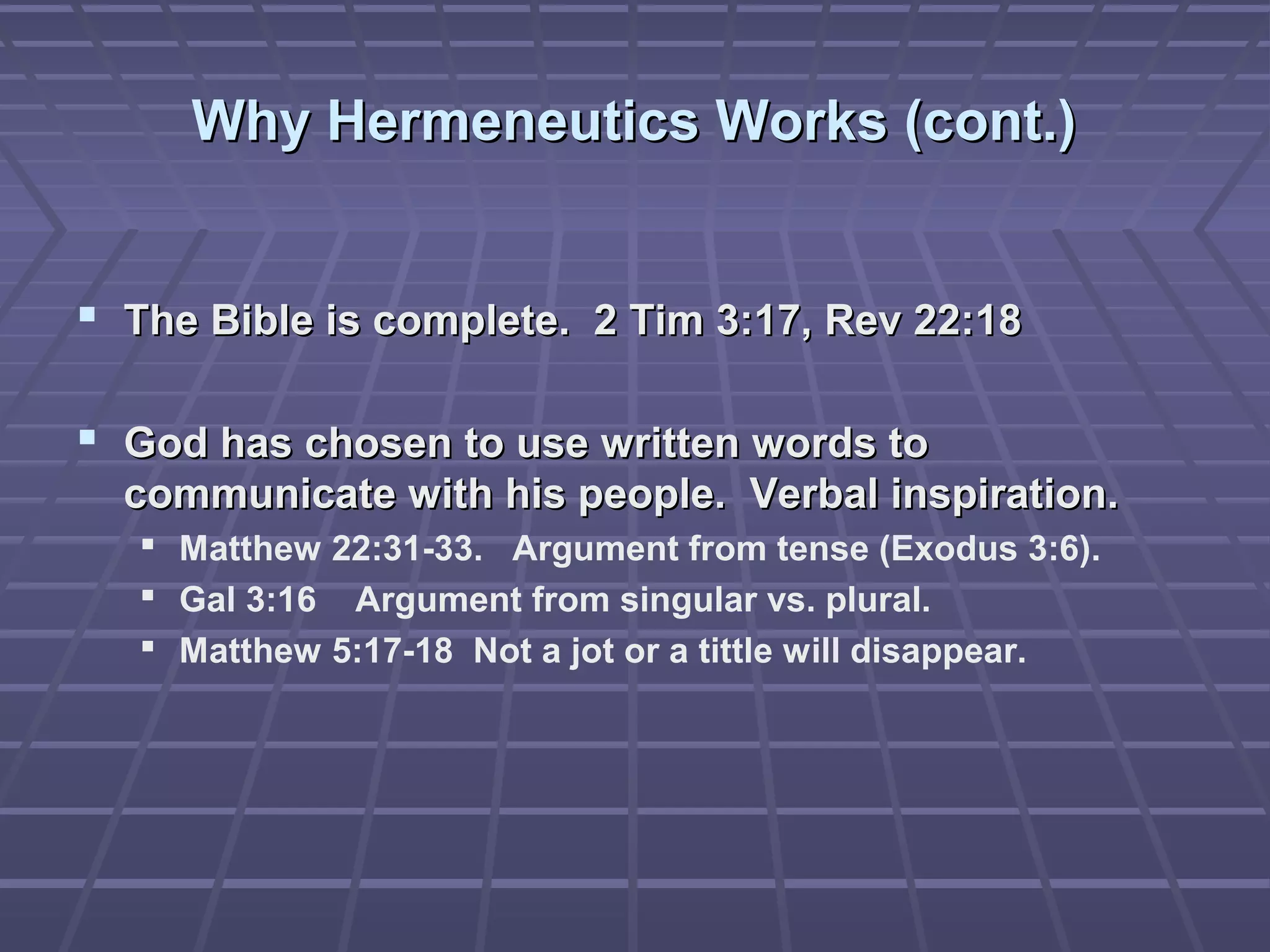 Class on Hermeneutics: How to Interpret the Bible | PPT