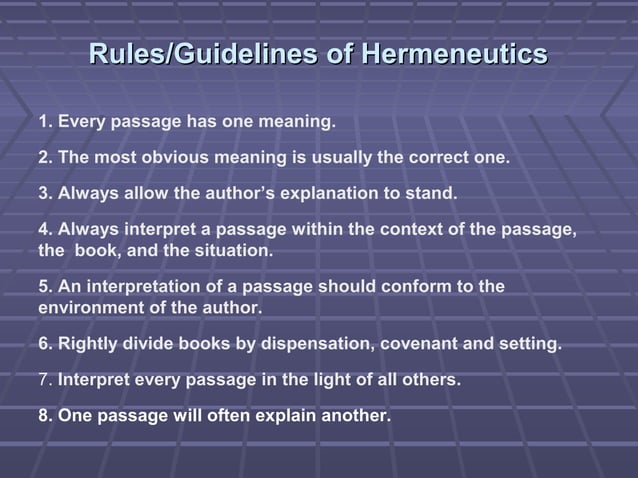 Class on Hermeneutics: How to Interpret the Bible | PPT
