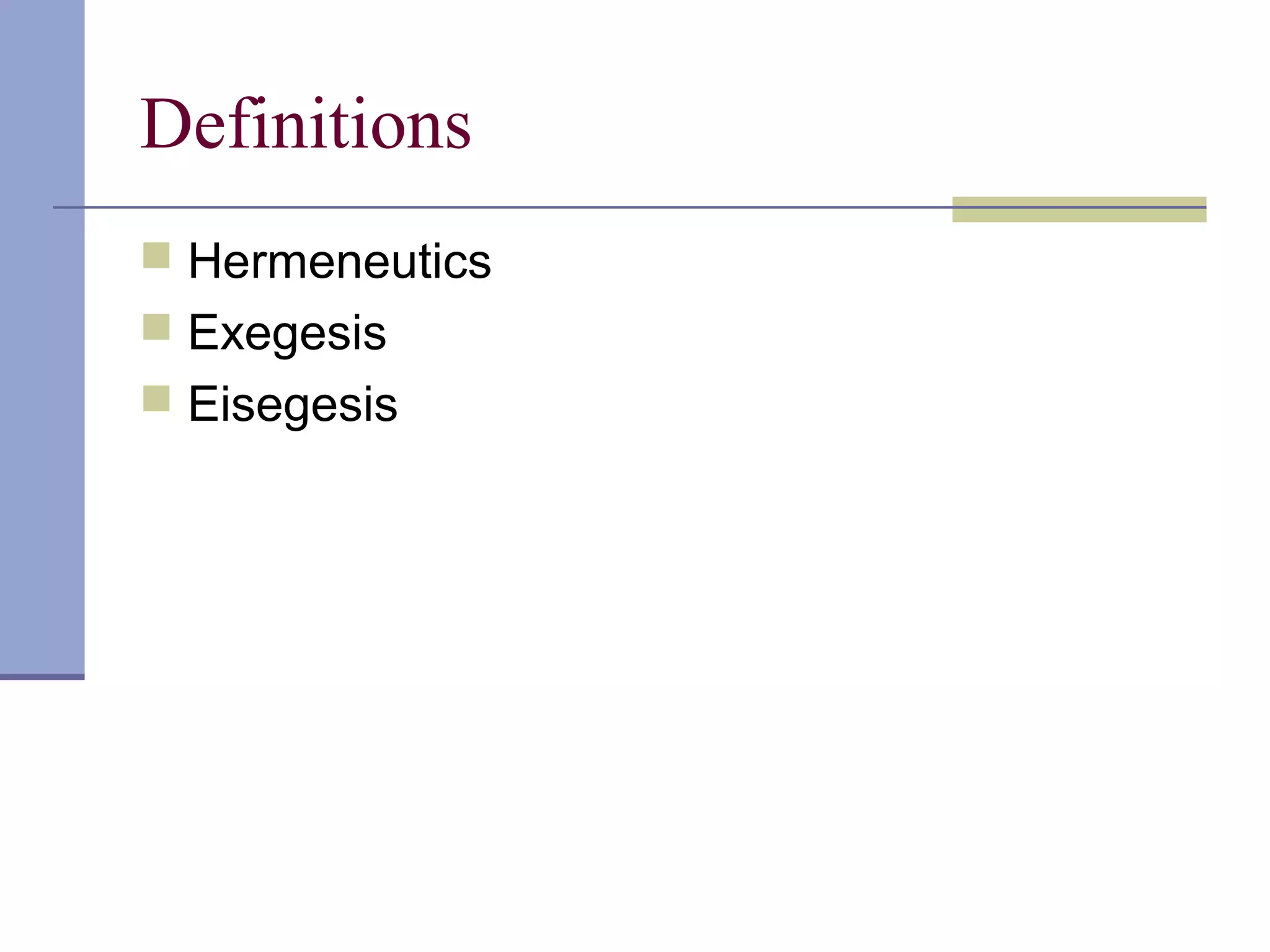 TH307 Hermeneutics and the exegetical worksheets | PPT