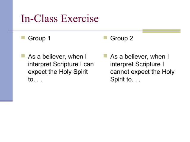 Hermeneutics And The Exegetical Worksheets 1 Ppt