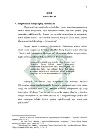 Hermeneutika dan Penerapannya dalam Penafsiran Al-Qur'an (Konteks ke ...