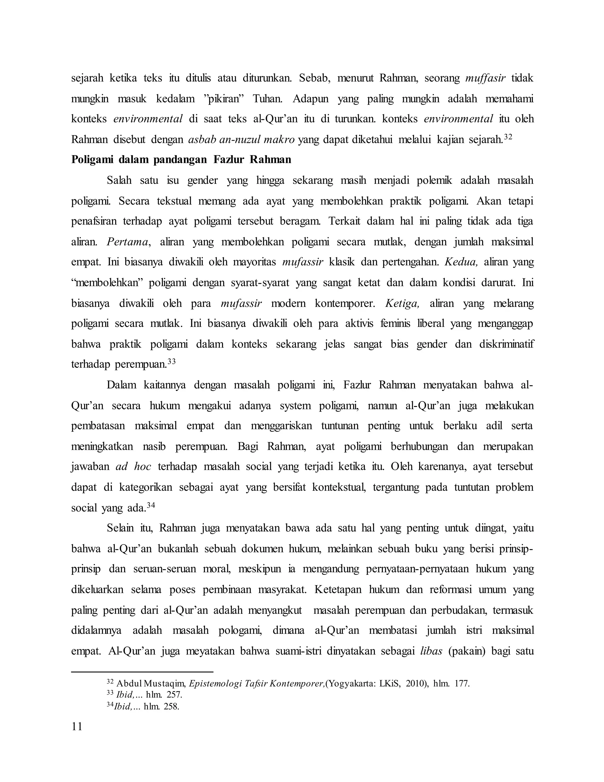 Hermenutik double movement fazlur rahman | DOCX