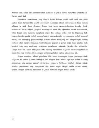 Hermenutik double movement fazlur rahman | DOCX