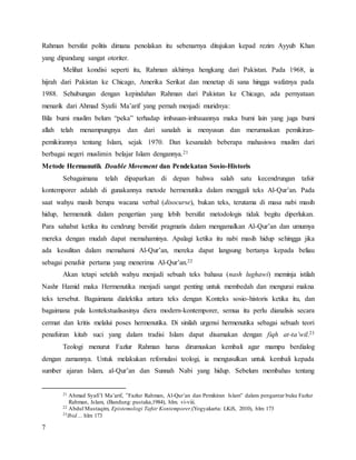Hermenutik double movement fazlur rahman | DOCX