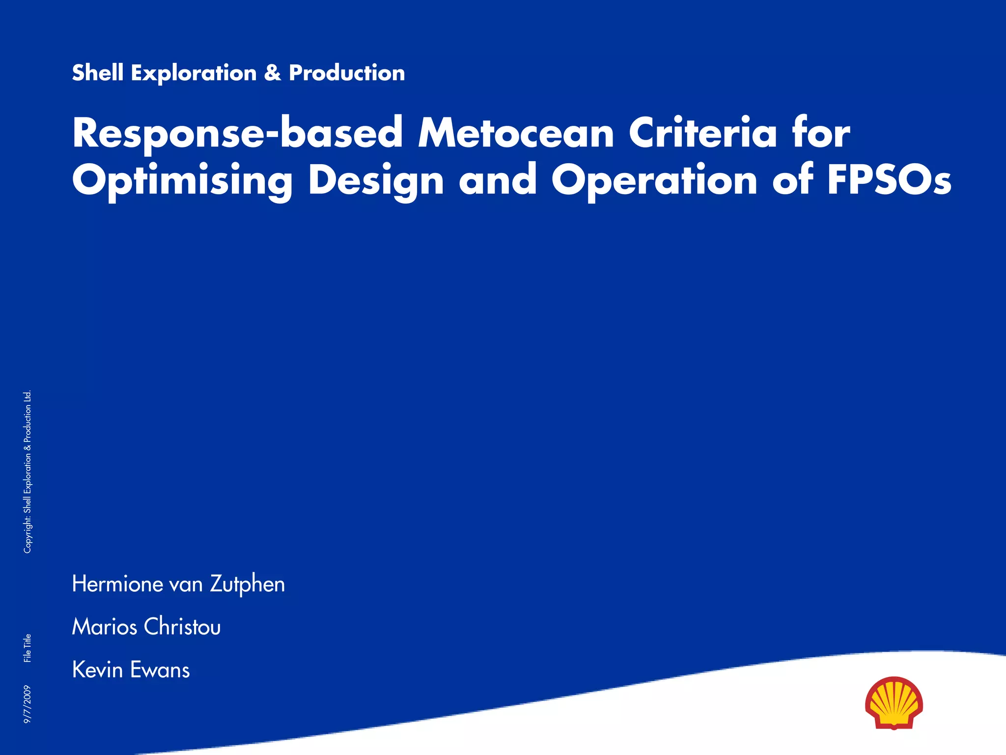 Response-based Metocean Criteria for OptimisingDesign and Operation of FPSOs | PDF
