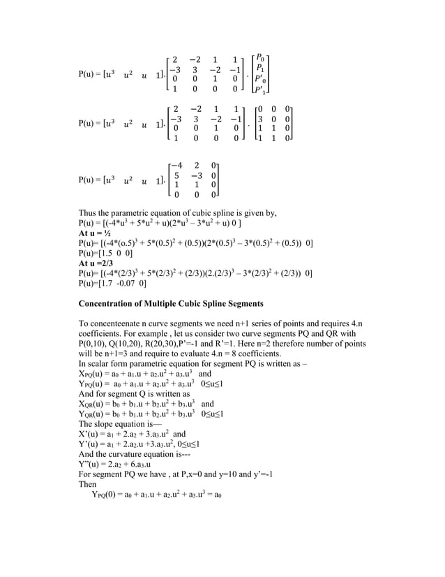 Hermite cubic spline curve | PDF
