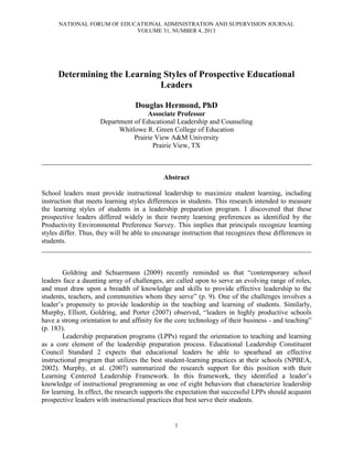 School Supervision Journal Articles