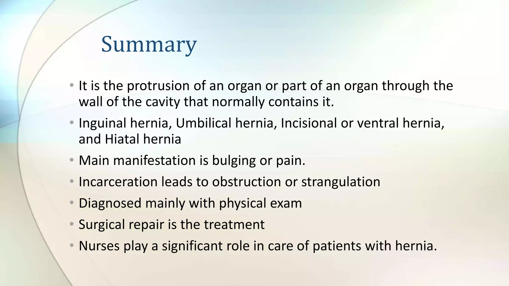 Nursing care of patients with Hernia | PPTX