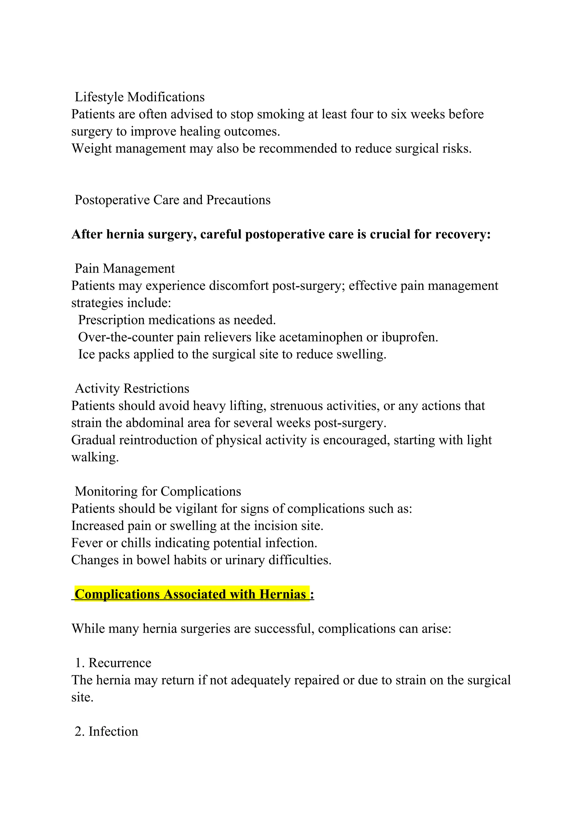 Hernia - Defination, Types, complications , precautions, surgery ...