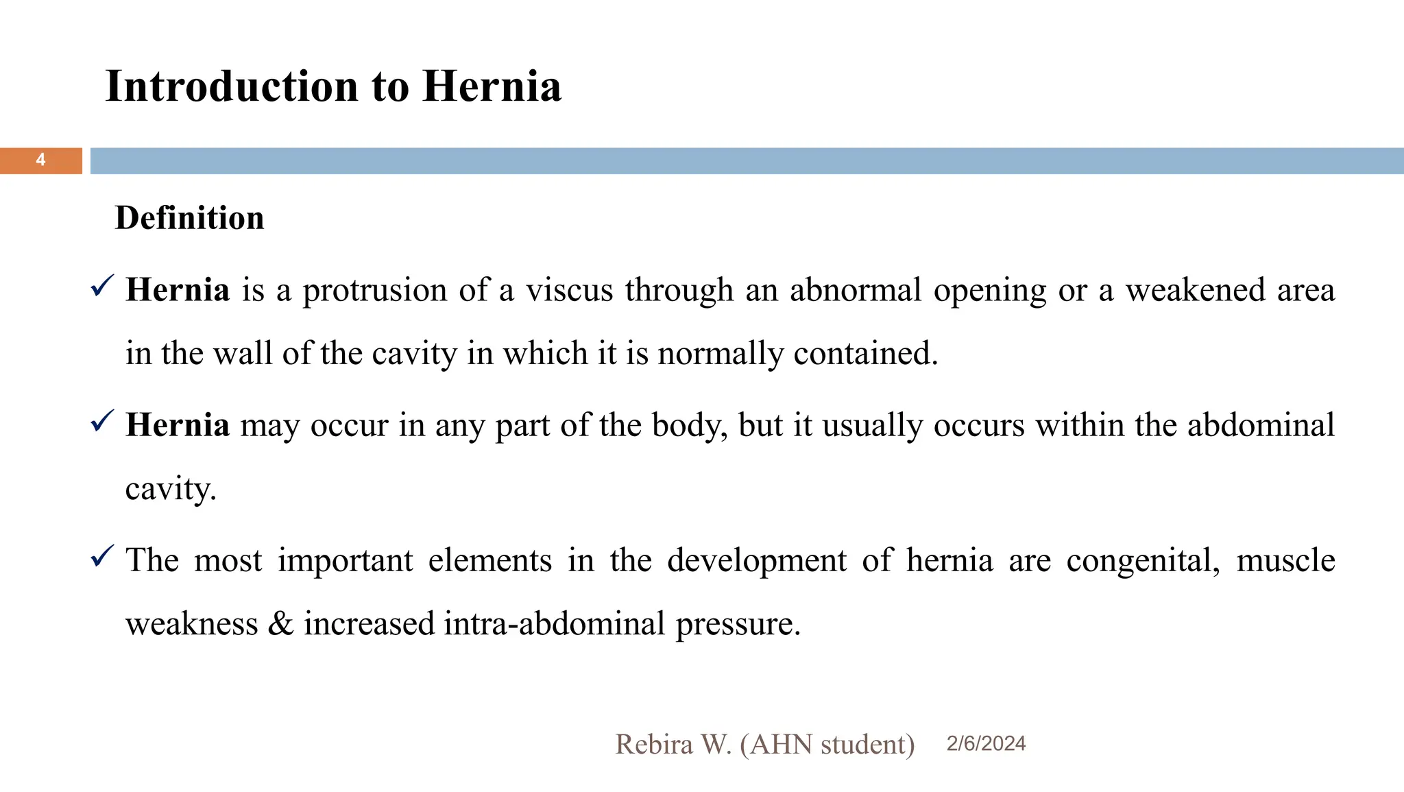 Hernia Presentation by Rebira Workineh pptx | PPTX