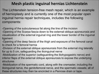 Lichtenstein Tensionfree Open Inguinal Hernia Repair