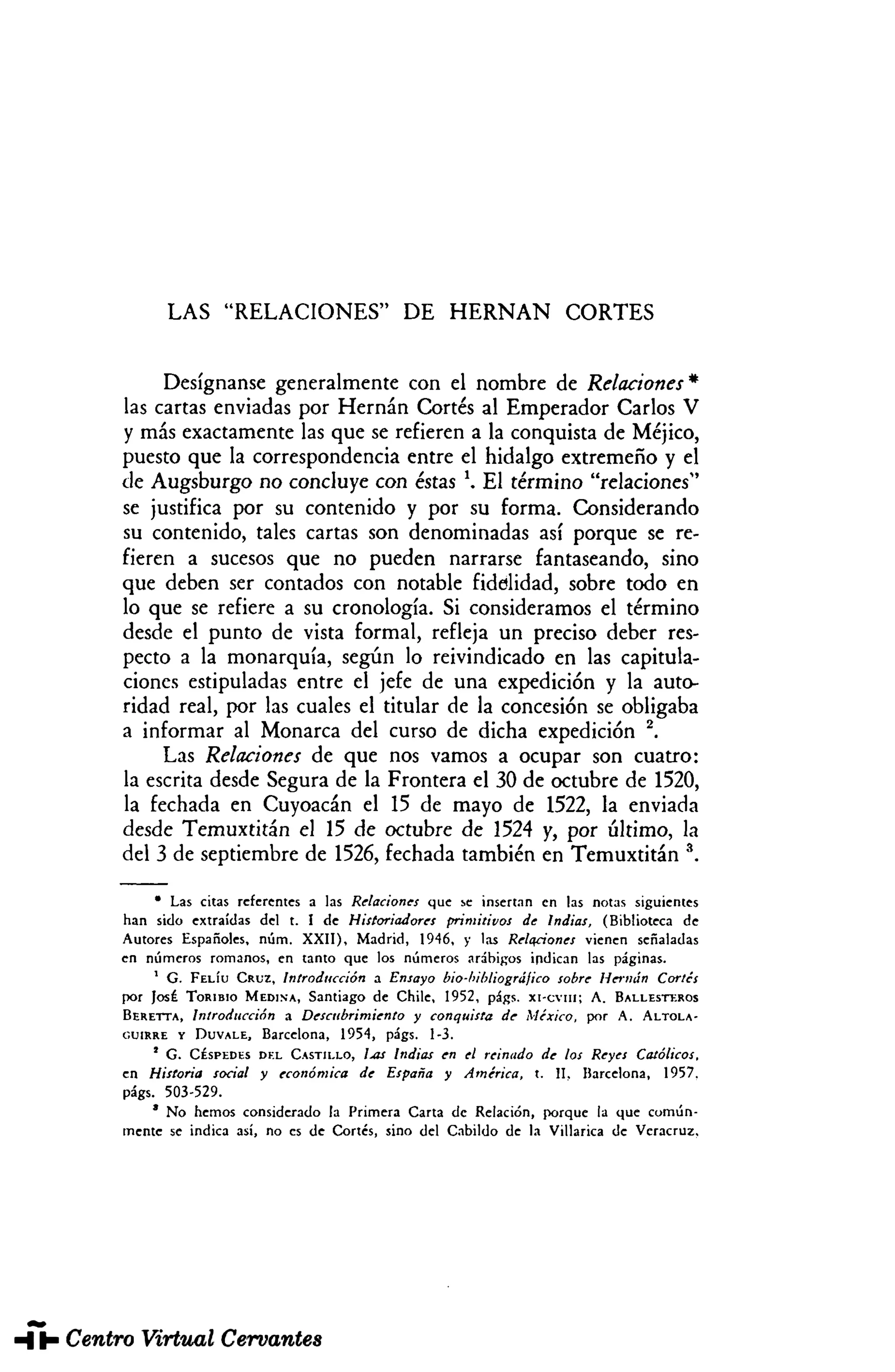 Hernán cortes cartas relaciones y biografía | PDF