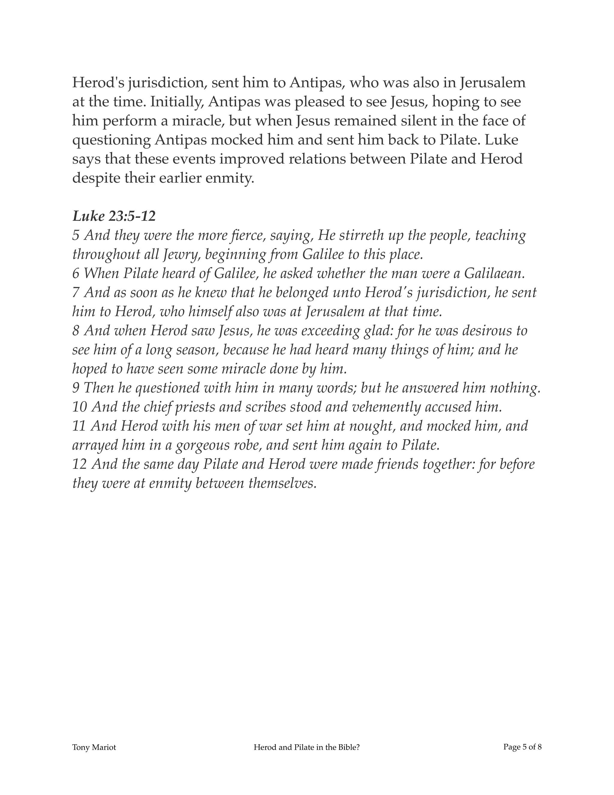 Herod and Pilate in the Bible | PDF