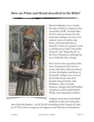 Herod and Pilate in the Bible | PDF