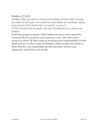 Herod and Pilate in the Bible | PDF