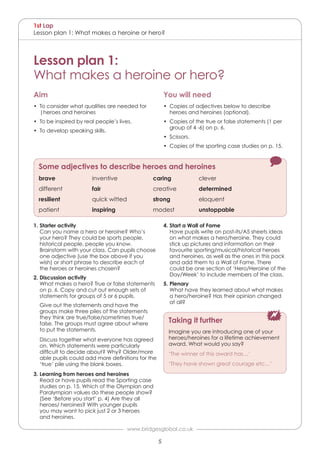 HEROES AND HEROINES PRIMARY | PDF