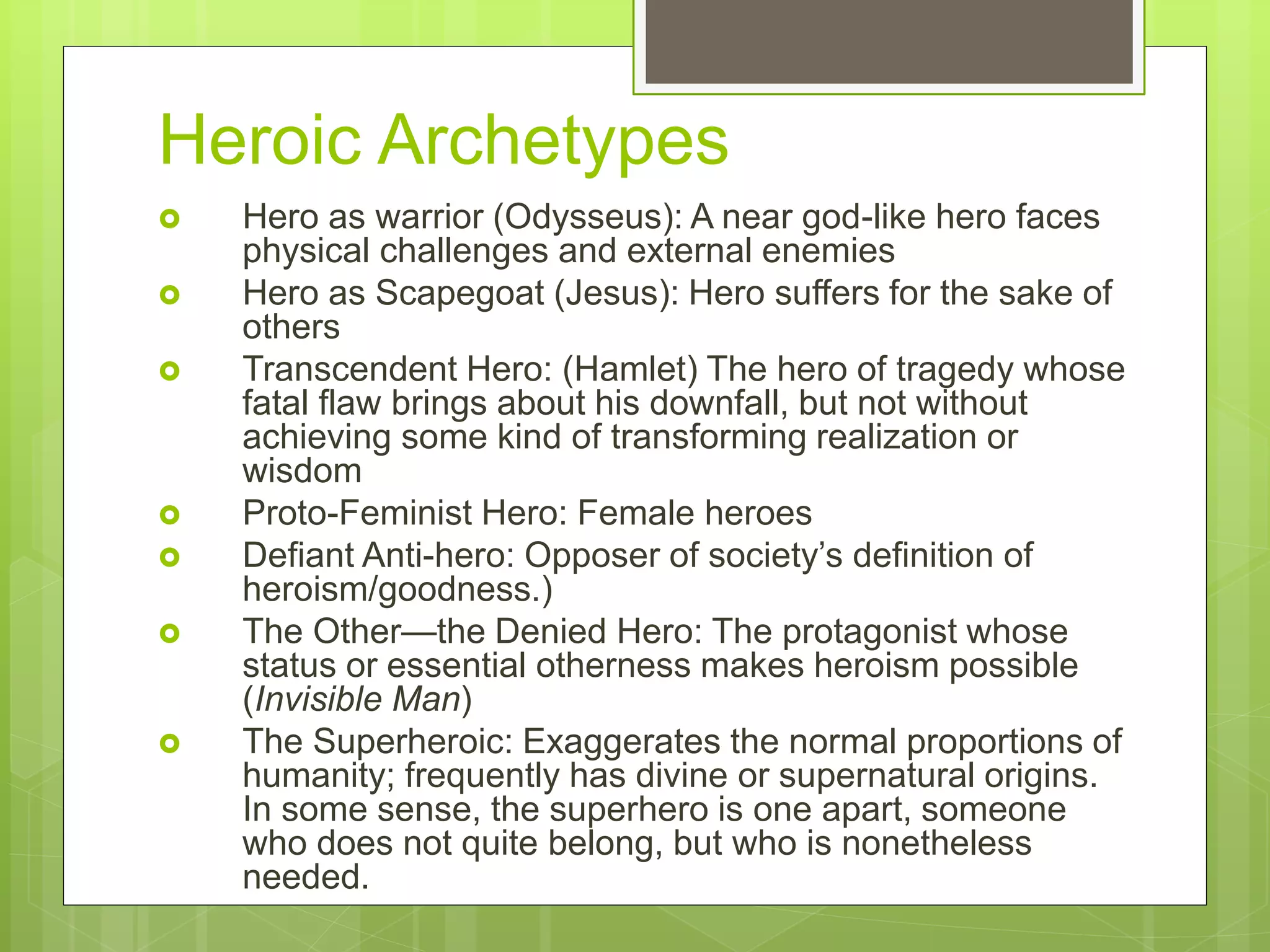 Heroes and Villain - Character in Superhero films | PPTX