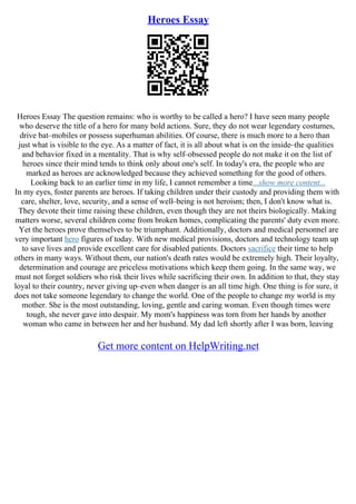 Heroes Essay | PDF