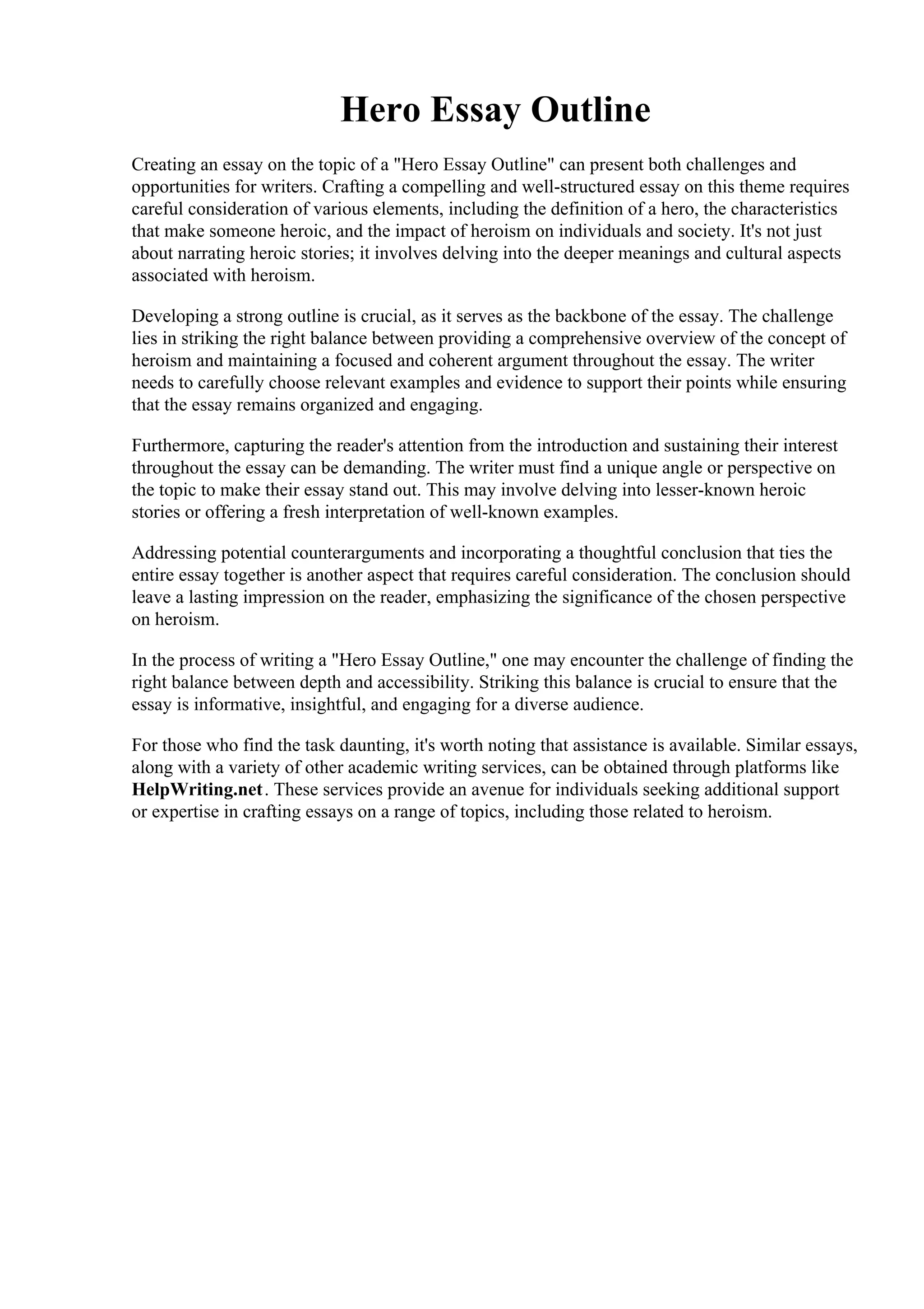 Hero Essay Outline | PDF