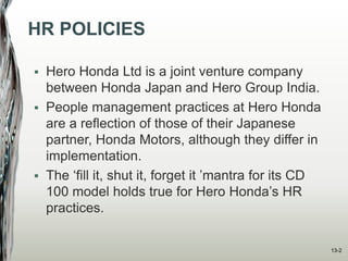 Hero honda hr policies | PPTX