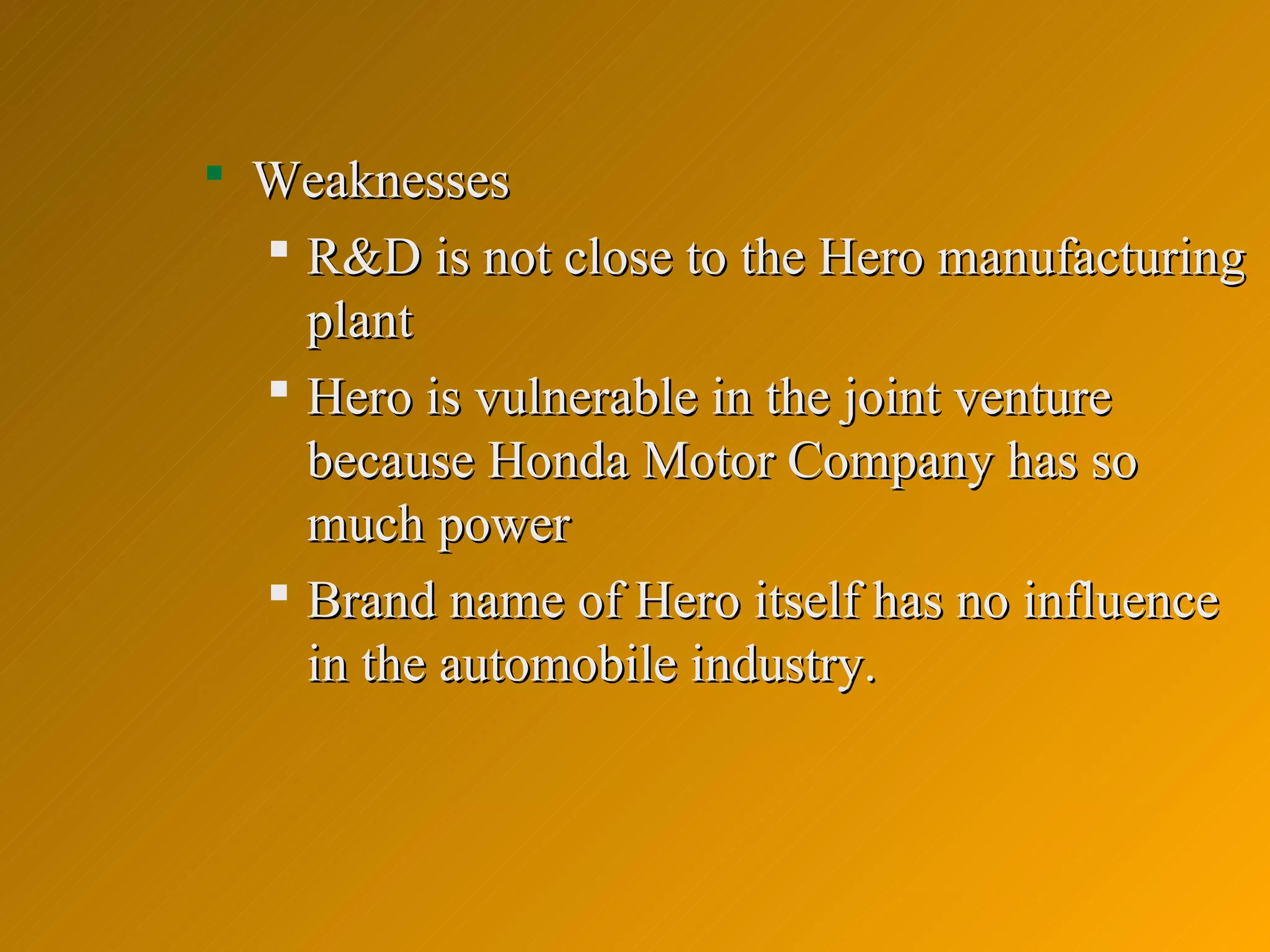 Hero honda swot analysis | PDF
