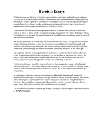Heroism Essays | PDF