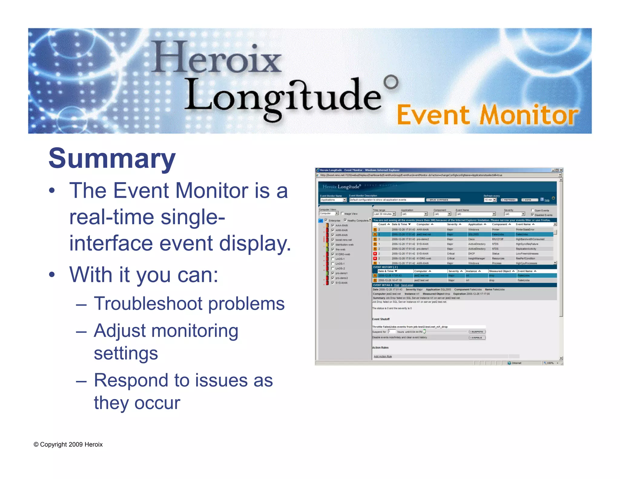 Heroix Longitude Event Monitor | PDF