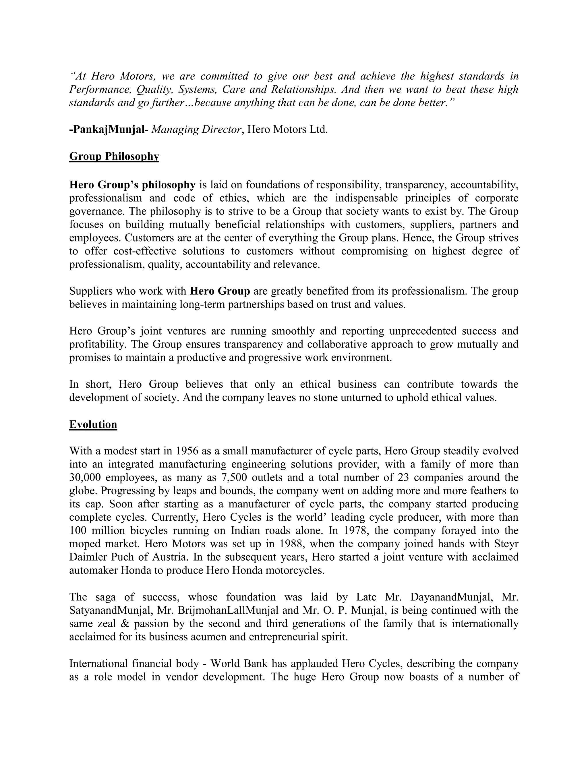 Hero moto crop ltd | DOCX