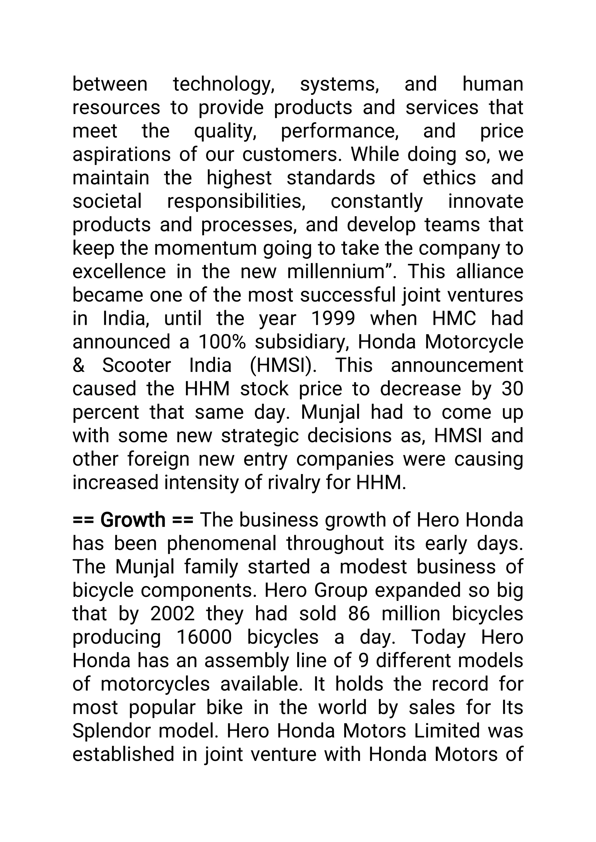 Project Report - Hero motocorp and bajaj pdf | PDF