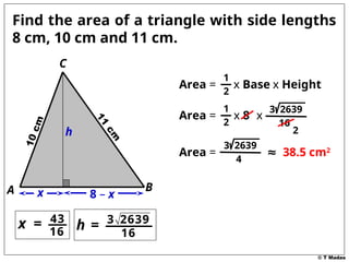 herons formula to find area of a triangle | PPT