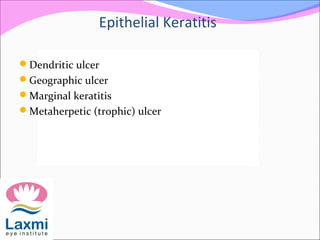 Herpes simplex keratitis & herpes zoster opthalmicus | PPT