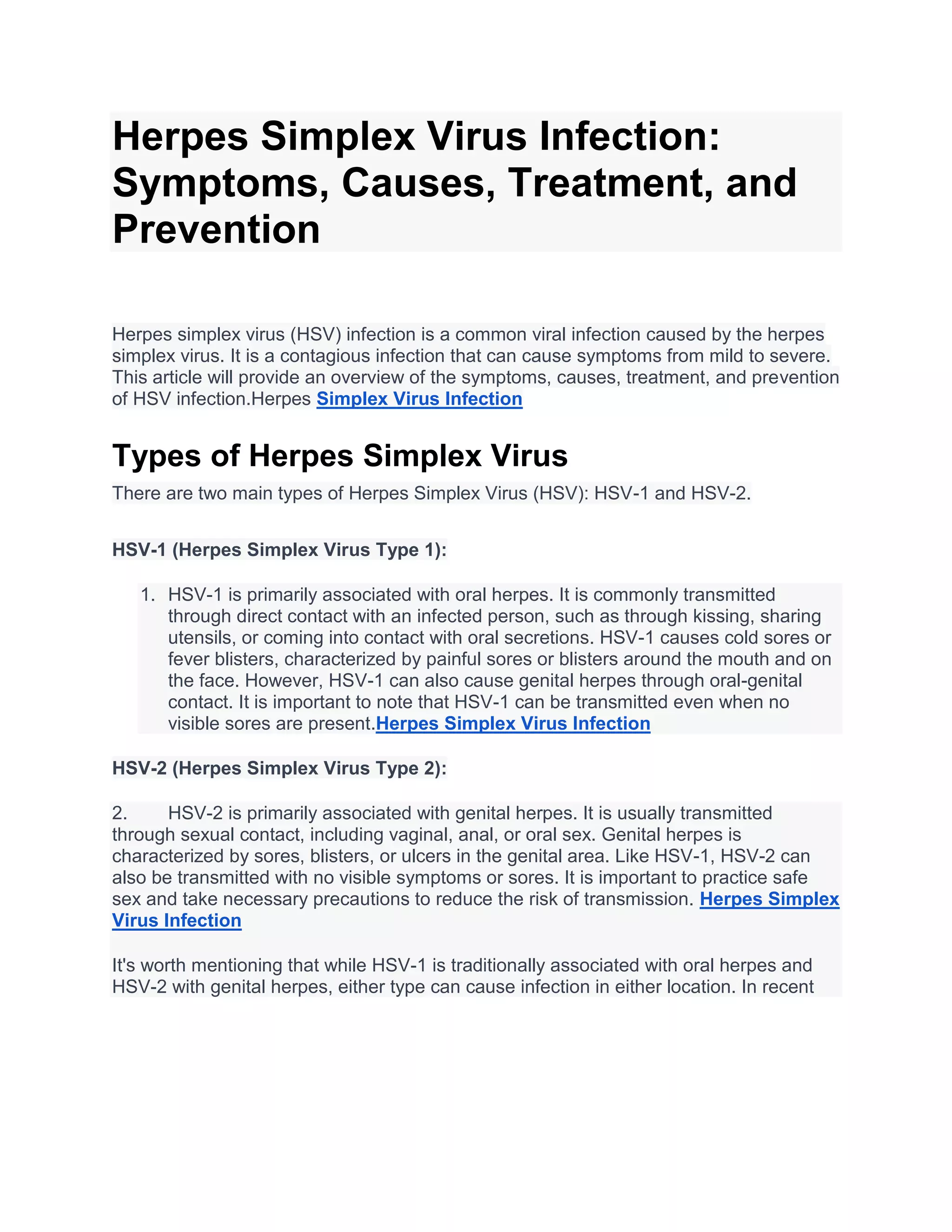 Herpes Simplex Virus Infection | PDF