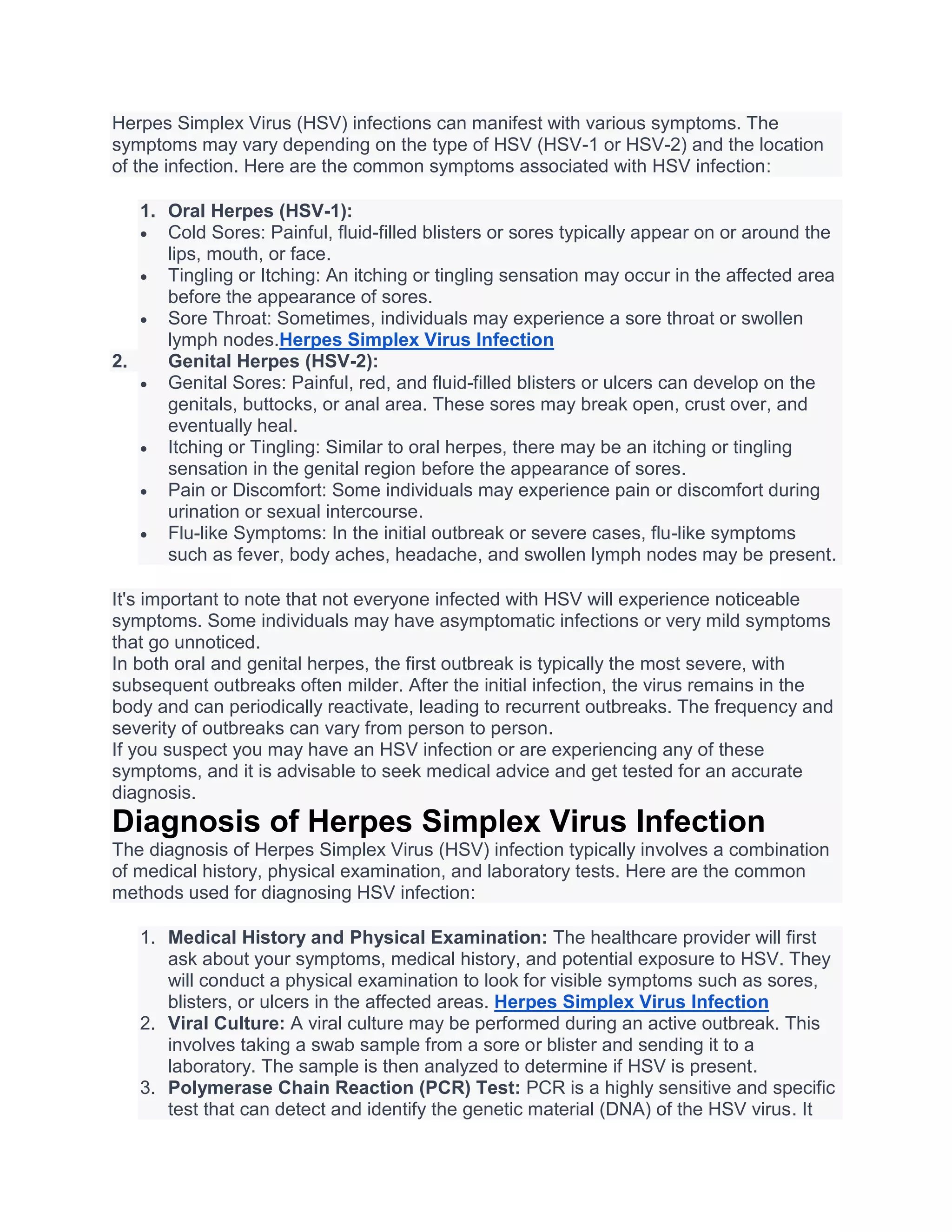 Herpes Simplex Virus Infection | PDF