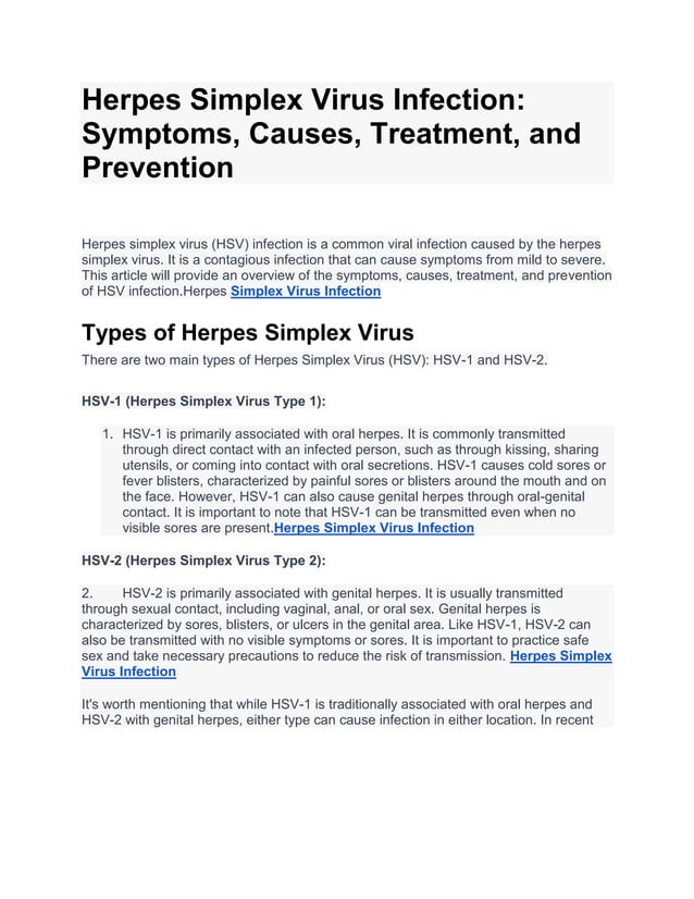 Herpes Simplex Virus Infection | PDF