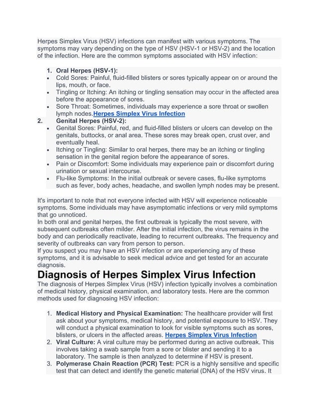 Herpes Simplex Virus Infection | PDF