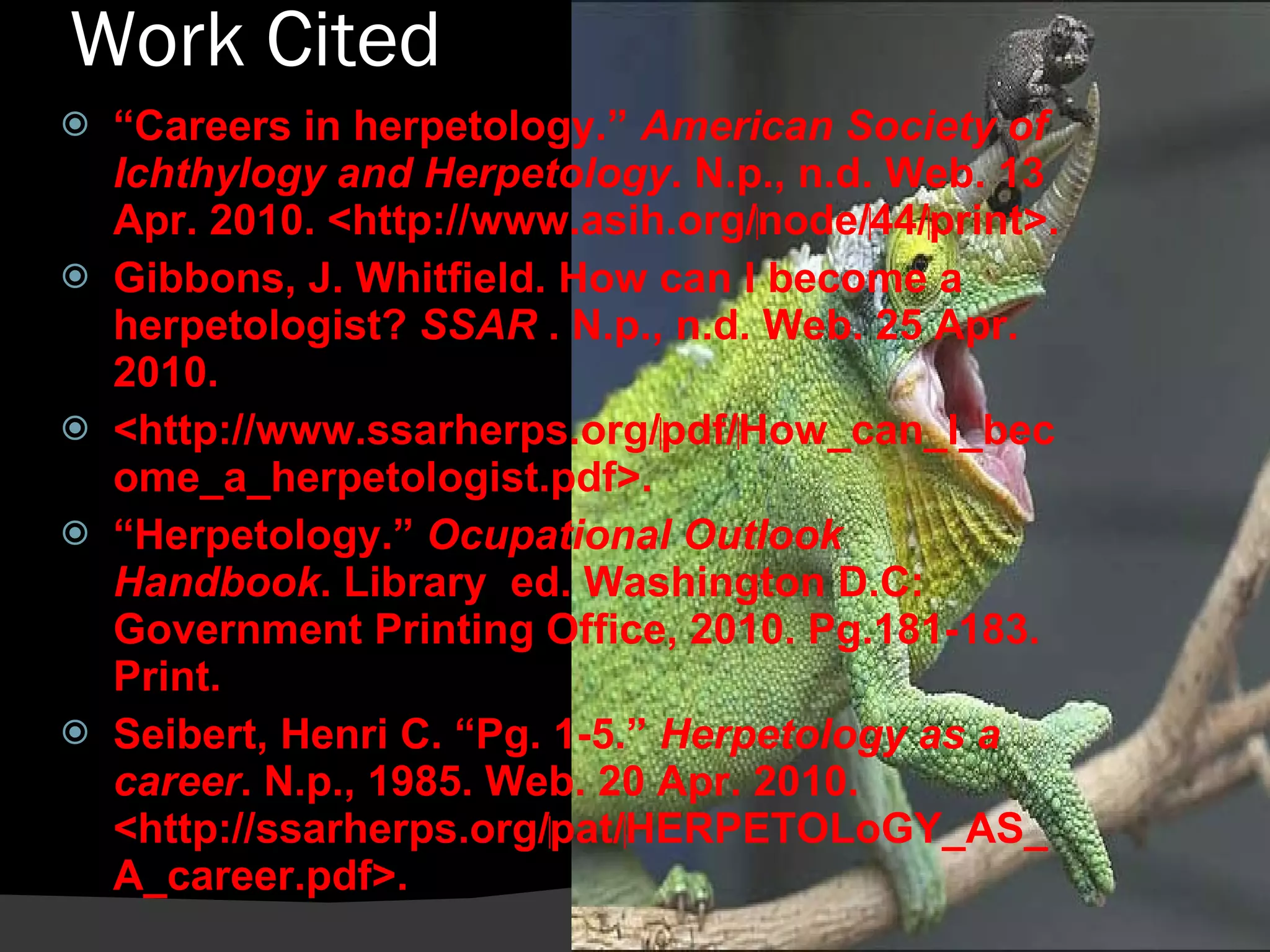 Herpetologist project reading | PPT