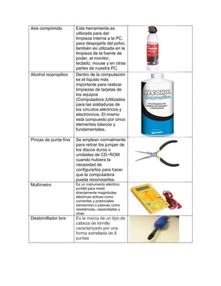 Herramientas para el mantenimiento correctivo del hardware | DOCX